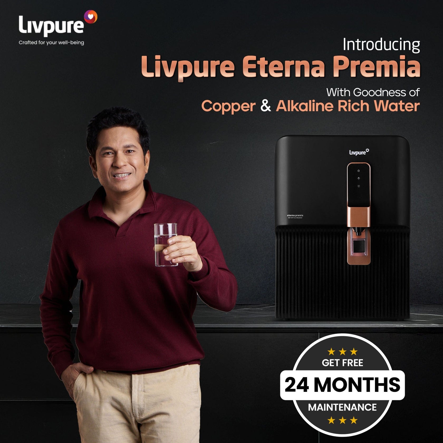 Livpure Eterna Premia RO+UV+Copper+Alkaline Water Purifier