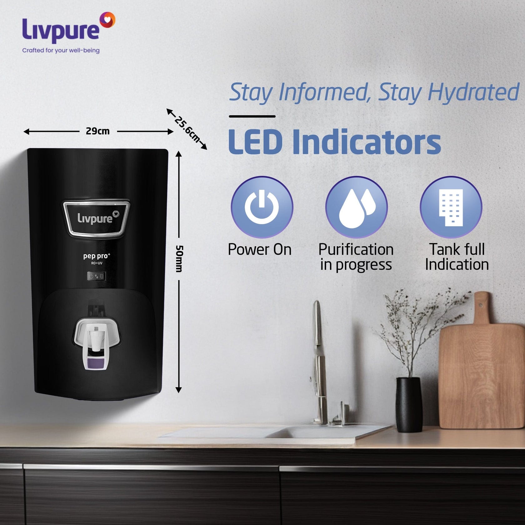 LIVPURE LIV-PEP-PRO-PLUS+ 7 L RO + UV + UF Water Purifier (Black) – Livpure